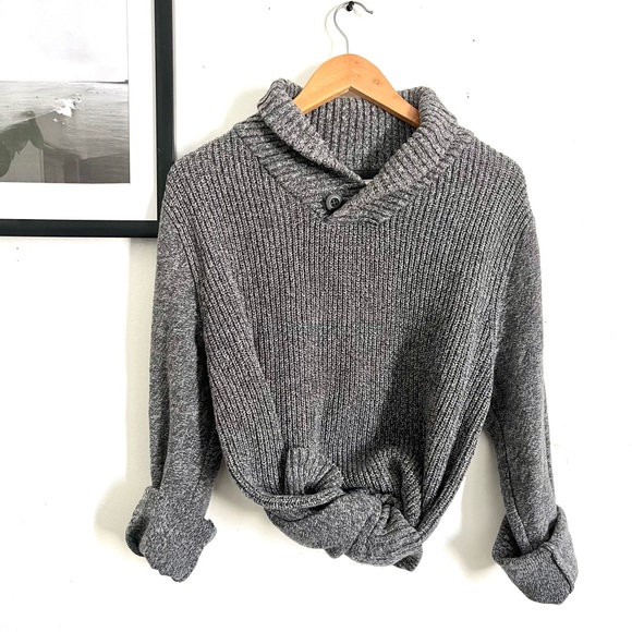 Vintage | Sweaters | Vintage Preppy Grey Shawl Coller Sweater | Poshmark